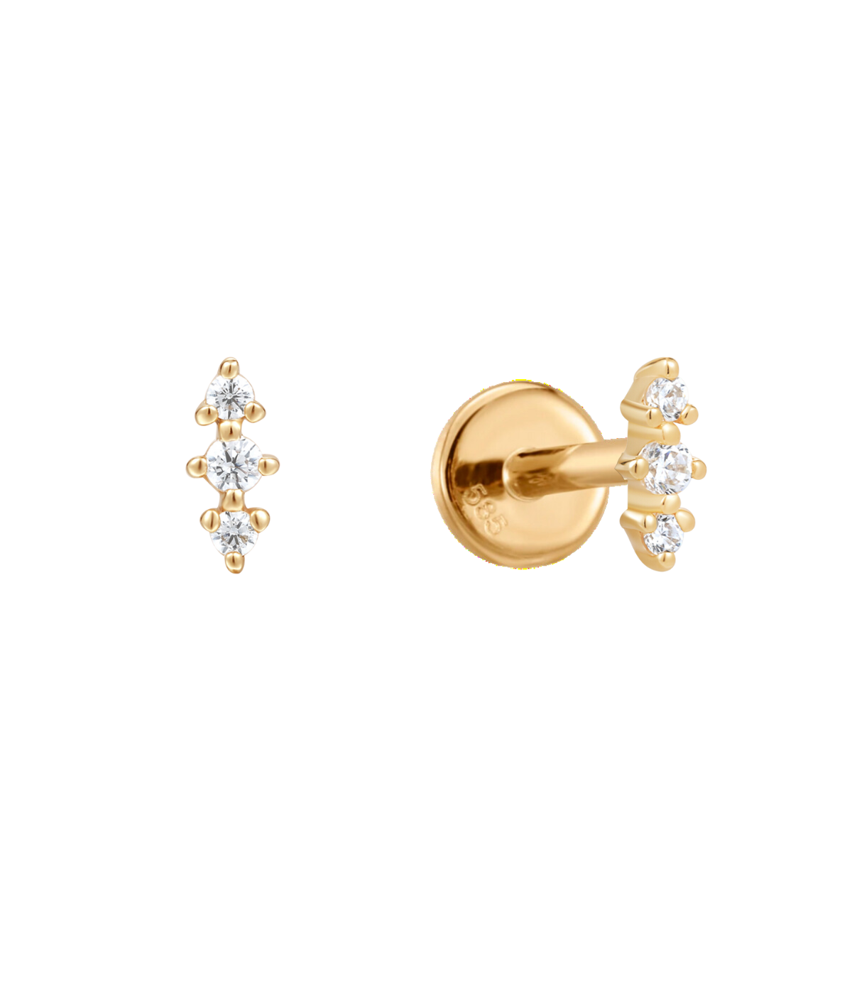 Piercing Oreja Flor de Diamantes | Piercings Oreja de Oro 14k